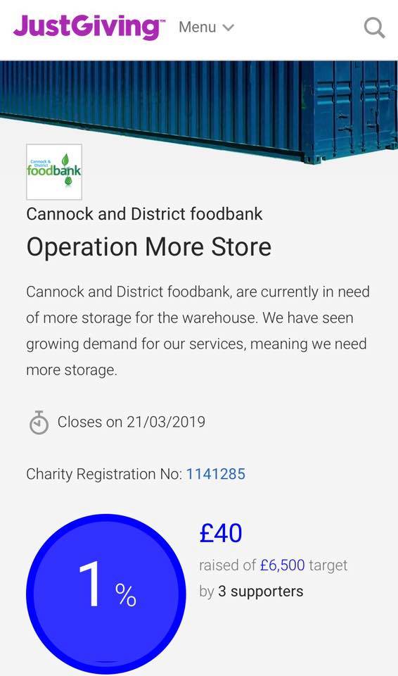 UPDATE – Operation ‘More Store’ | Cannock & District Foodbank